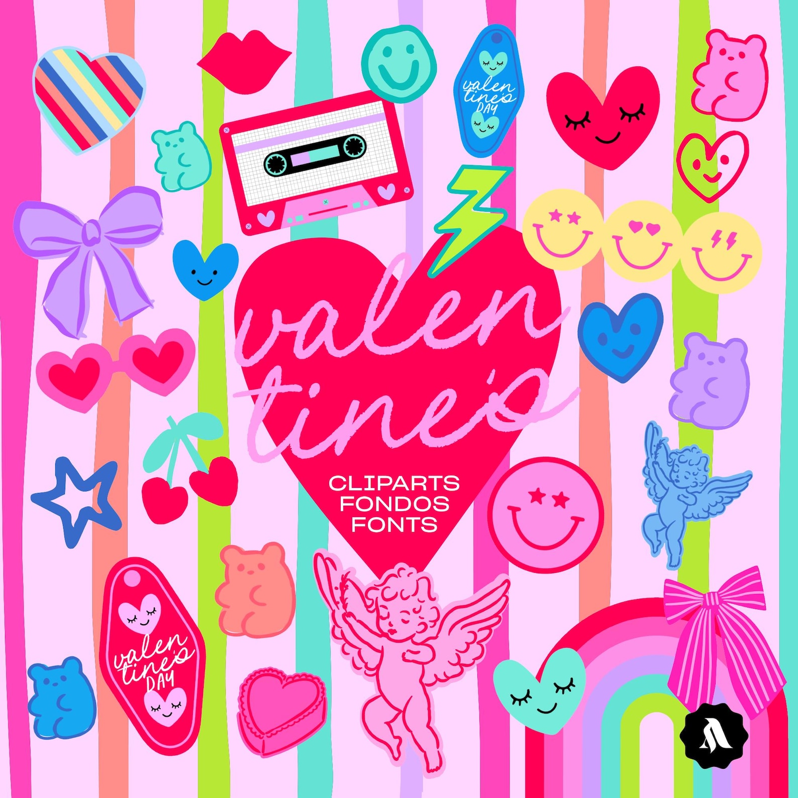 VALENTINES 2026 Cliparts + Fondos + Fonts - Etsy