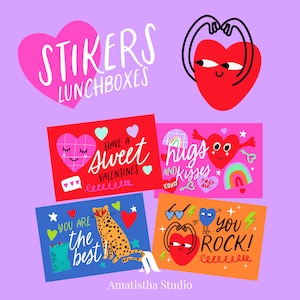 Lunchbox Stikers, Lunch Box Labels, Valentines Stikers - Etsy
