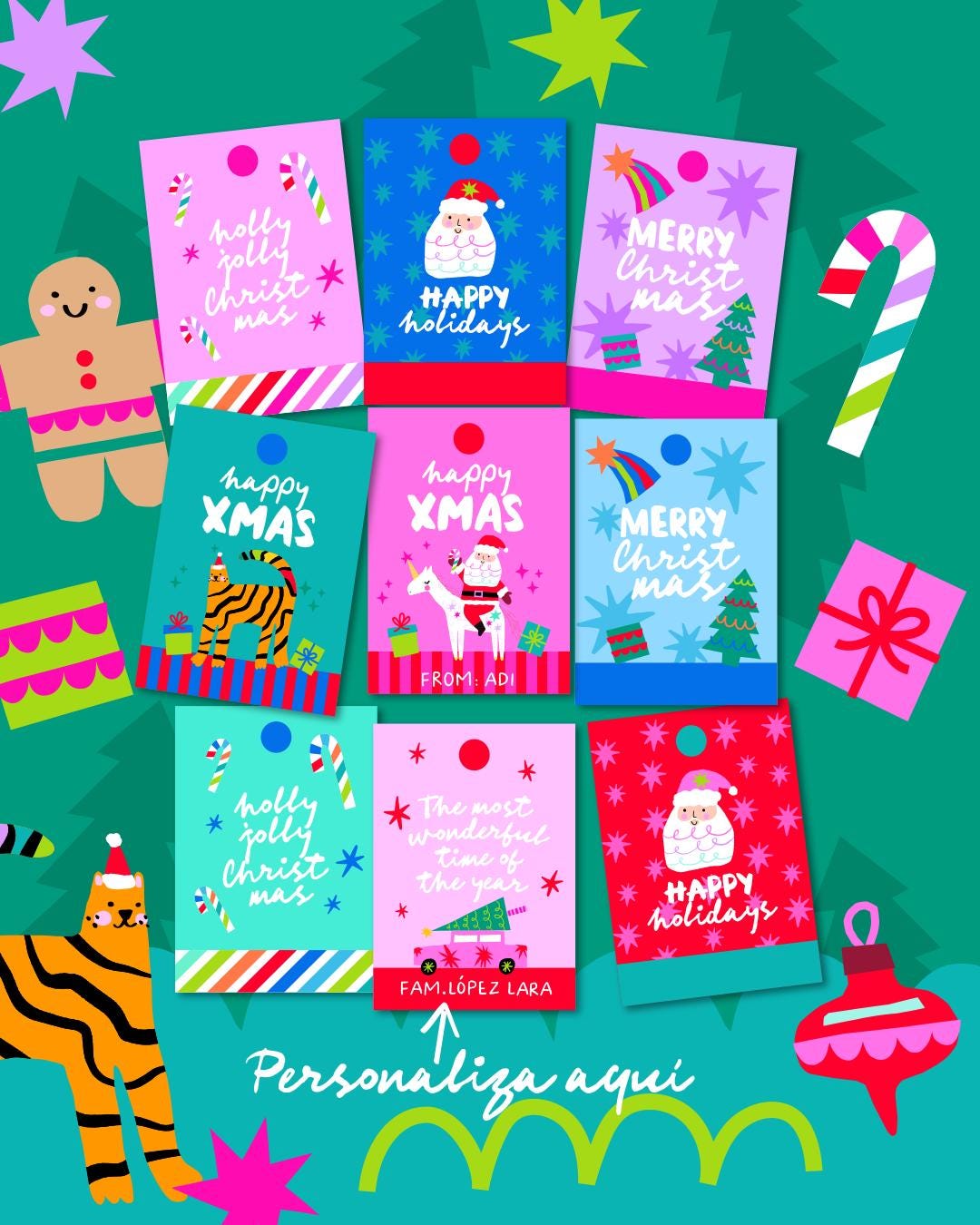 CHRISTMAS tags, tarjetas regalos navidad, Christmas gift tags - Etsy México