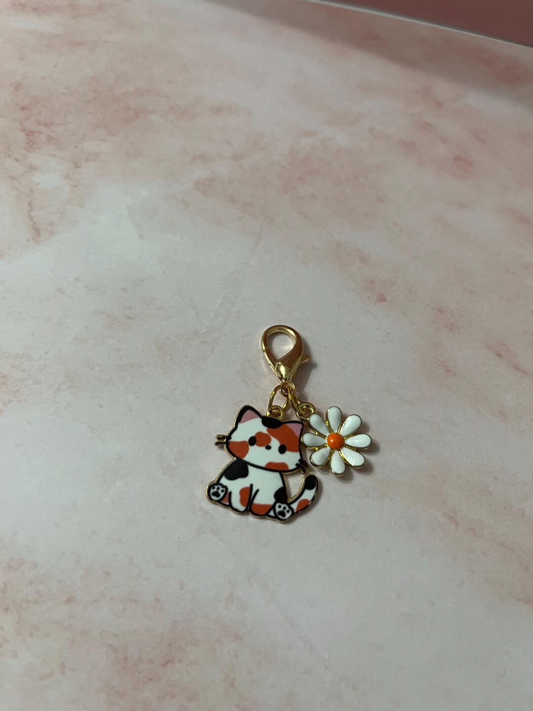 Enamel Calico Cat With Daisy Lobster Claw Stitch Marker - Etsy