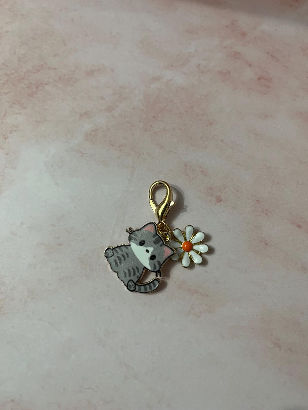 Enamel Tabby Cat With Daisy Lobster Claw Stitch Marker - Etsy