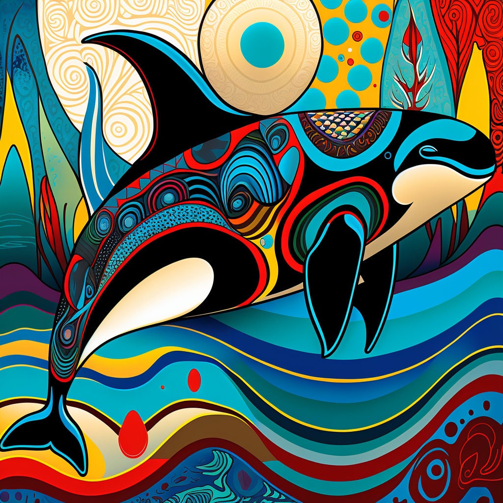 Orca Whale Canvas Native Art | Pacific Northwest Coastal & Chicano ...