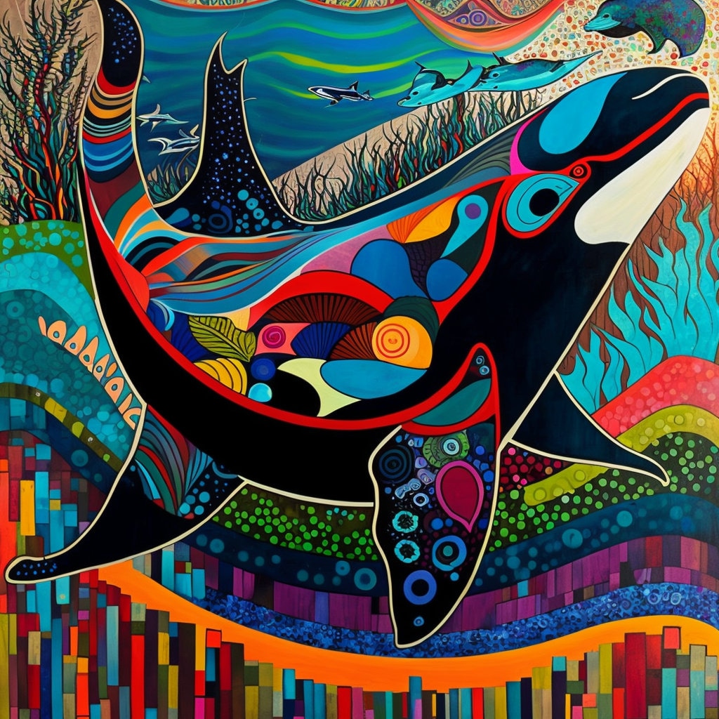 Orca Whale Canvas Native Art | Pacific Northwest Coastal & Chicano ...
