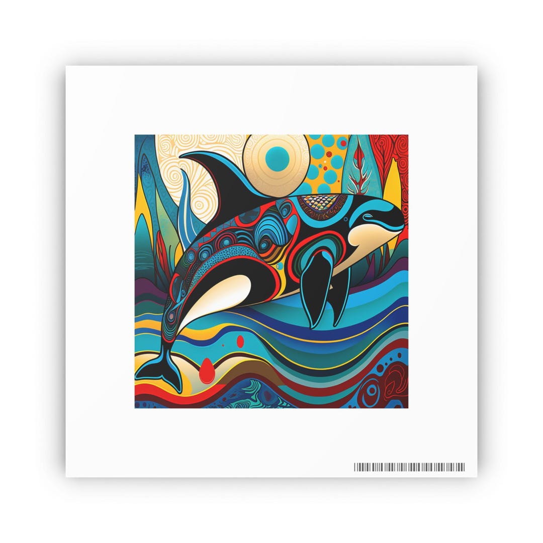 Colorful Orca Native Art Poster | Vibrant Wall Decor, Ocean Lover Gift ...
