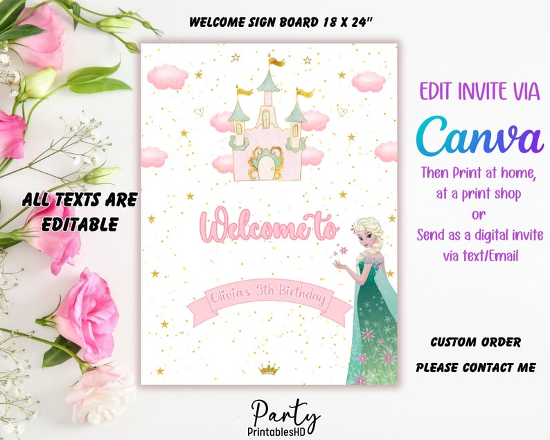 Editable Frozen Welcome Sign Board Template, Elsa Welcome Sign ...