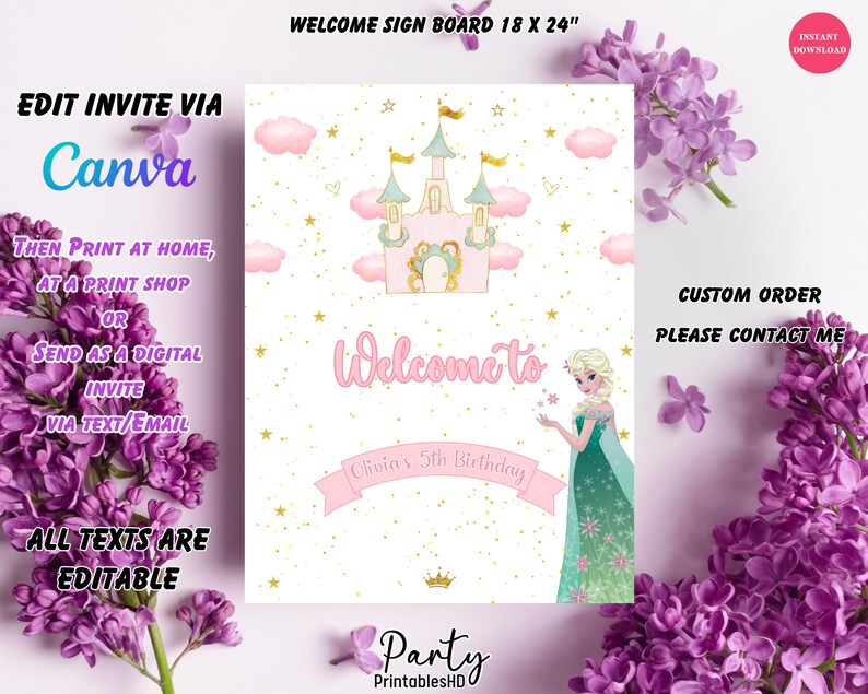 Editable Frozen Welcome Sign Board Template, Elsa Welcome Sign ...
