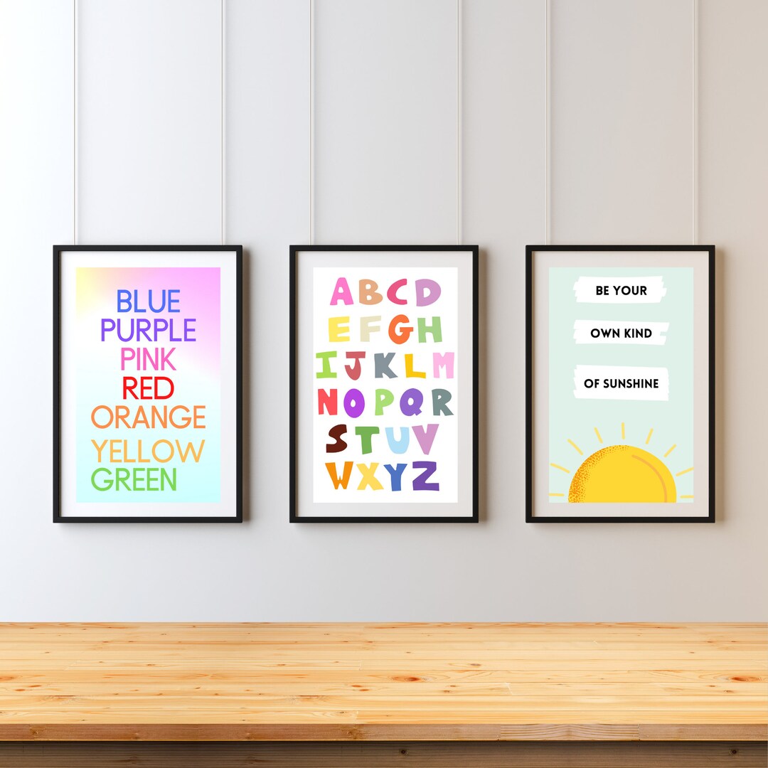 Educational Kids Poster Set: ABC, 123, Affirmations (digital Download ...