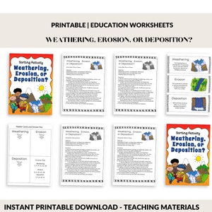 Weathering, Erosion, and Deposition Educational Kit, Science Worksheets ...