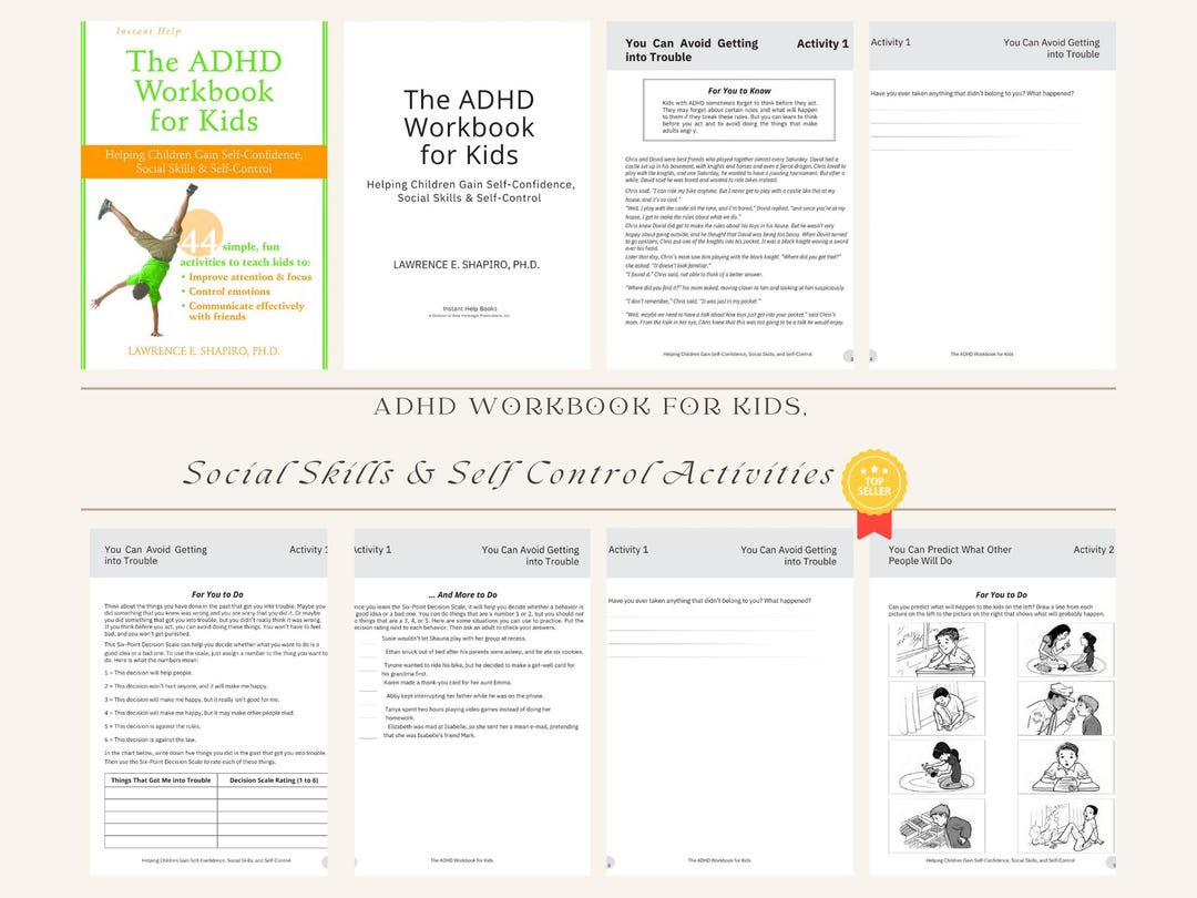 ADHD Kids Worksheets, Focus, Social Skills & Self Control Activities ...
