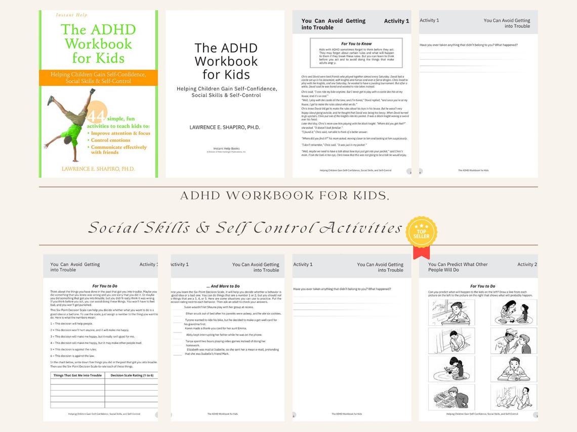 ADHD Kids Worksheets, Focus, Social Skills & Self Control Activities ...