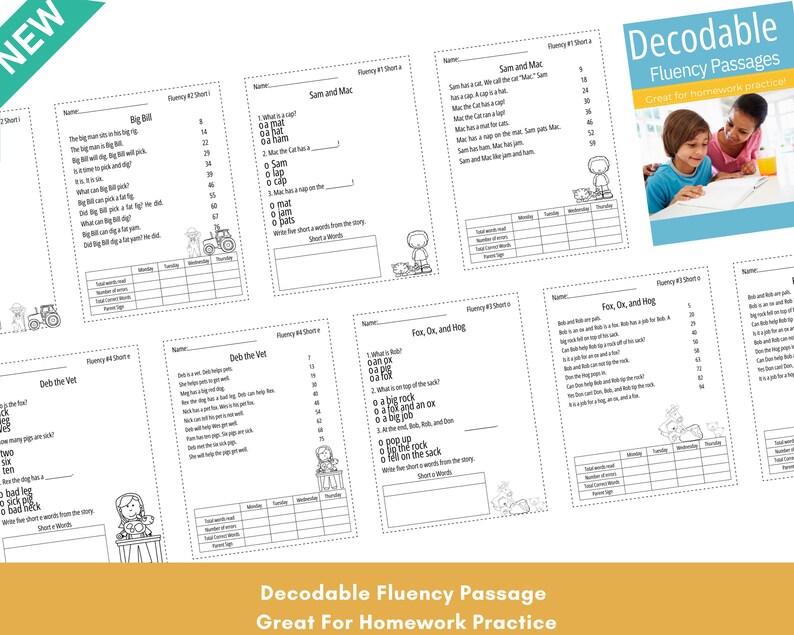 Decodable Fluency Passages, Home Schooling,reading Practice, Early ...