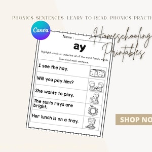 Phonics Sentences, Learn to Read, Phonics Practice, Beginner Readers ...