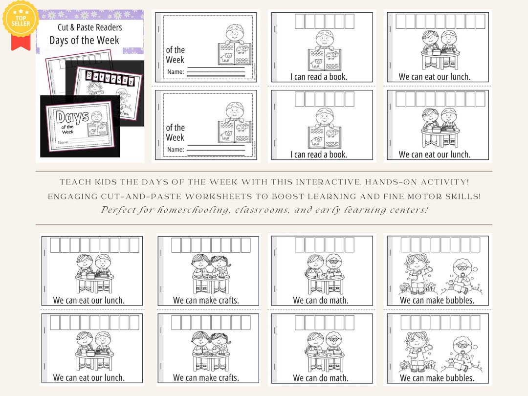 Days of the Week Activity: Cut and Paste Learning (printable) - Etsy