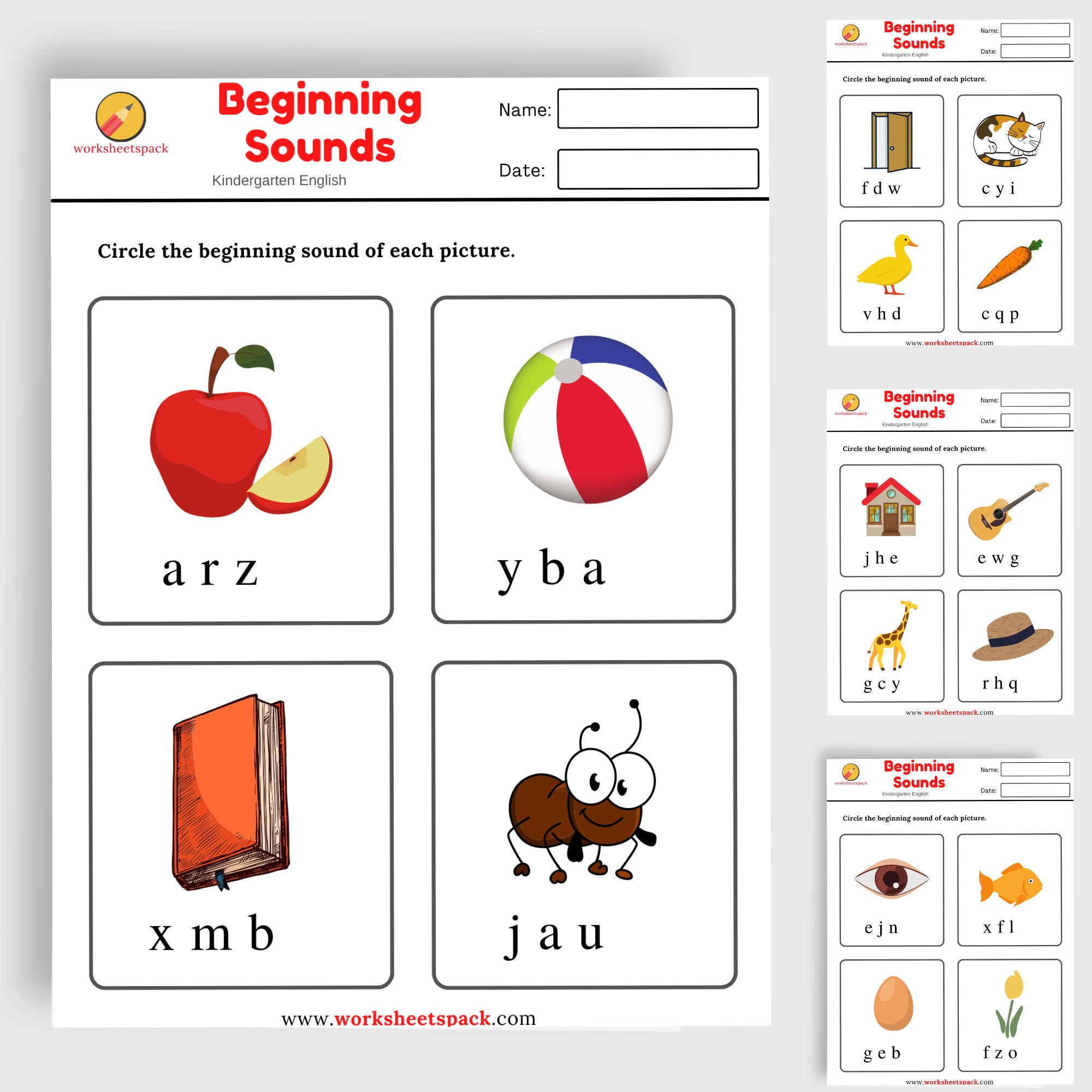 Beginning Sounds Worksheets, Alphabet Letter Sounds Worksheet, Learn to ...