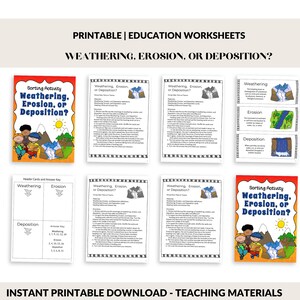Weathering, Erosion, and Deposition Educational Kit, Science Worksheets ...