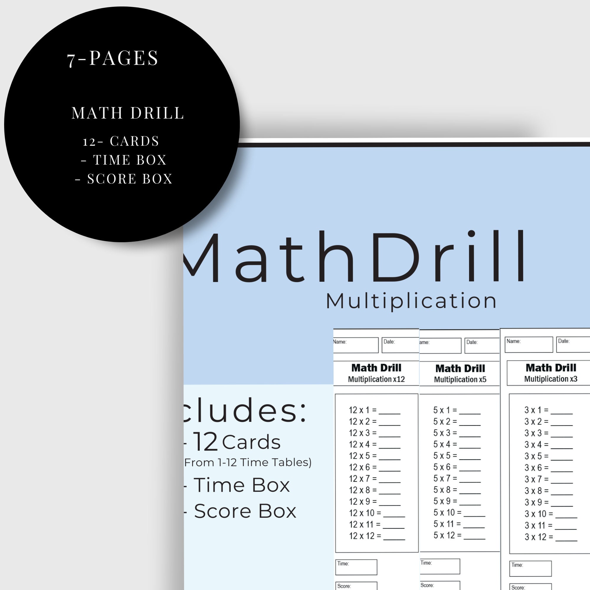 Math Multiplication Drills Worksheet: Educational Activity (PDF) - Etsy