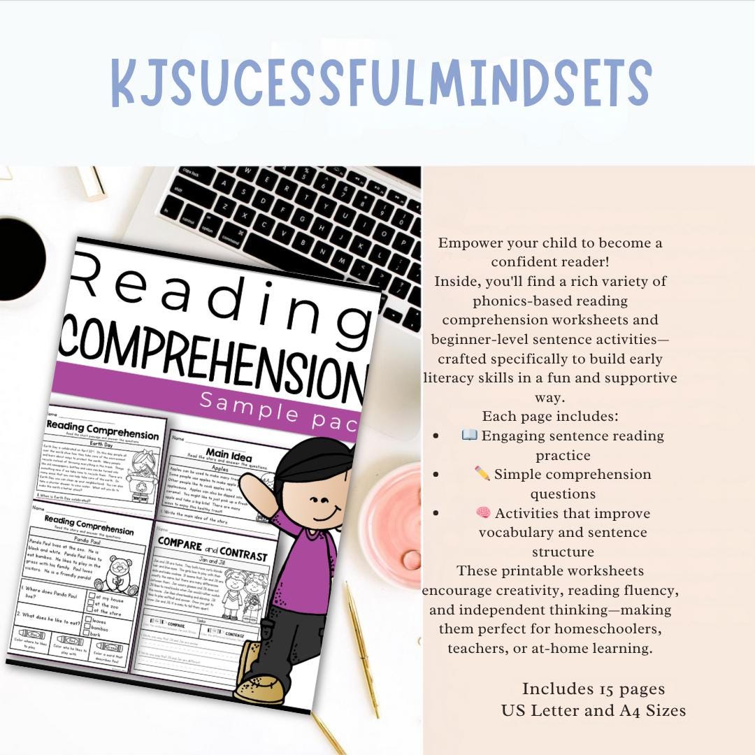 Reading Comprehension Worksheet: Beginner Readers Practice Activity - Etsy
