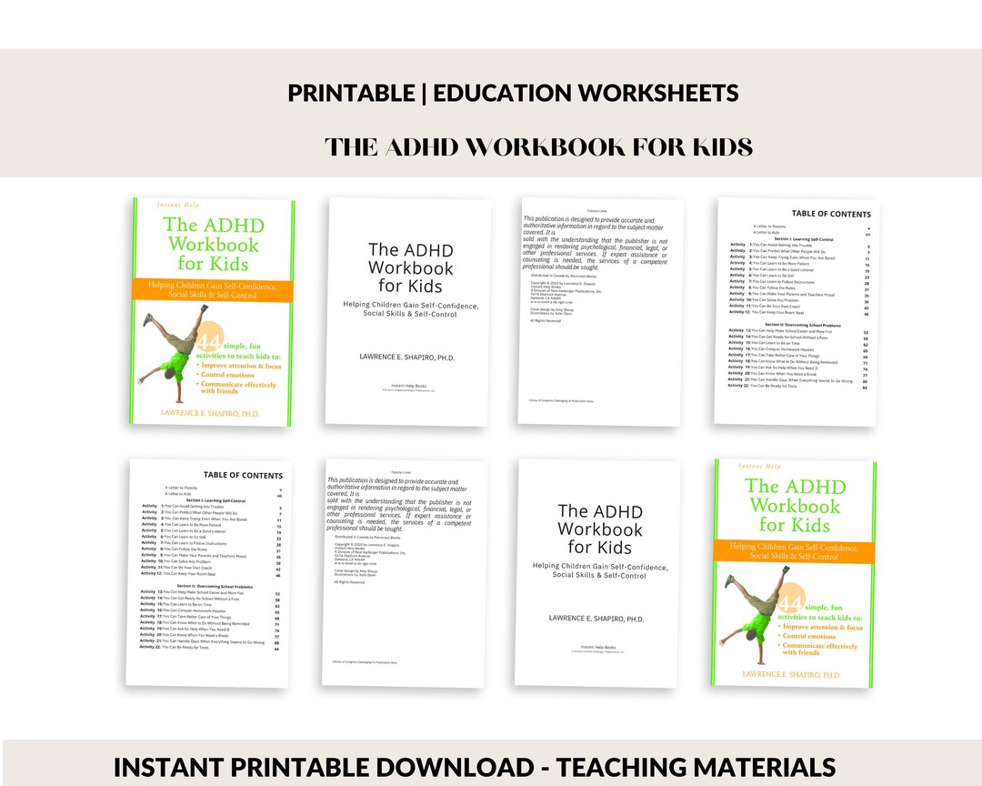 ADHD Kids Worksheets, Focus, Social Skills & Self Control Activities ...
