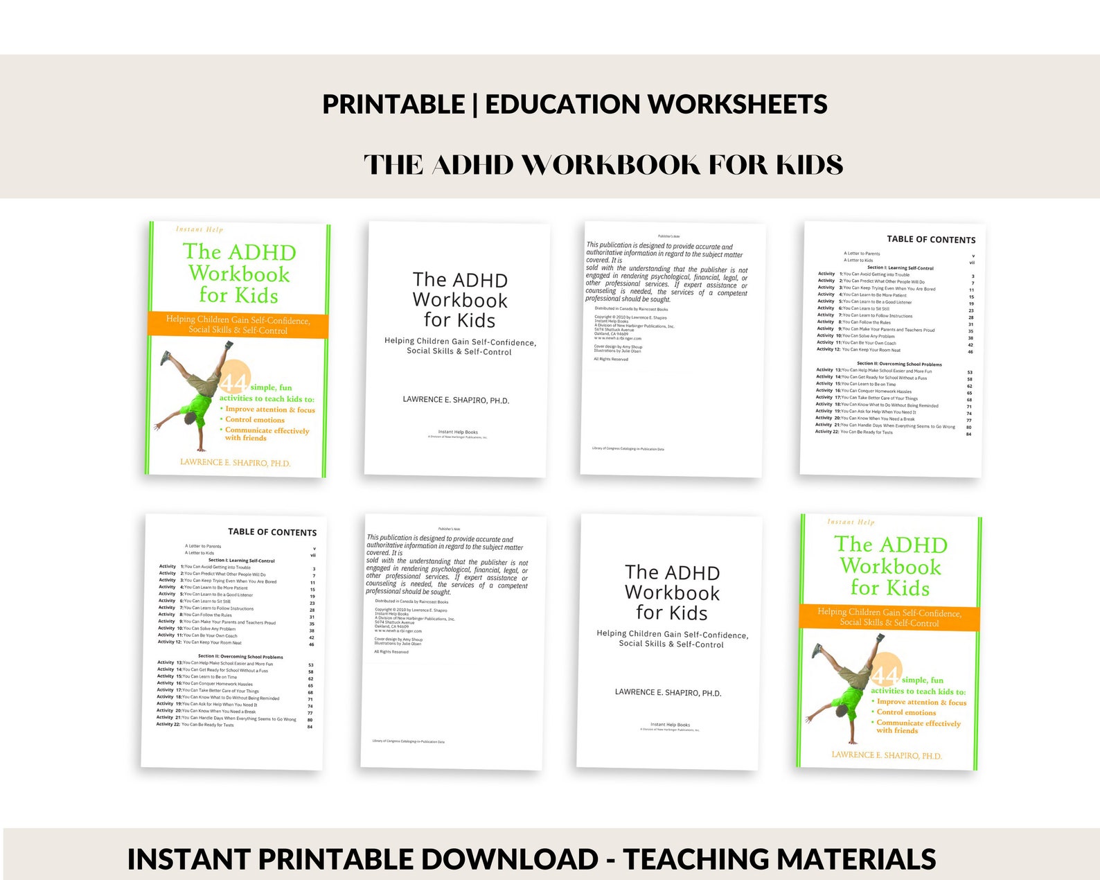 ADHD Kids Worksheets, Focus, Social Skills & Self Control Activities ...