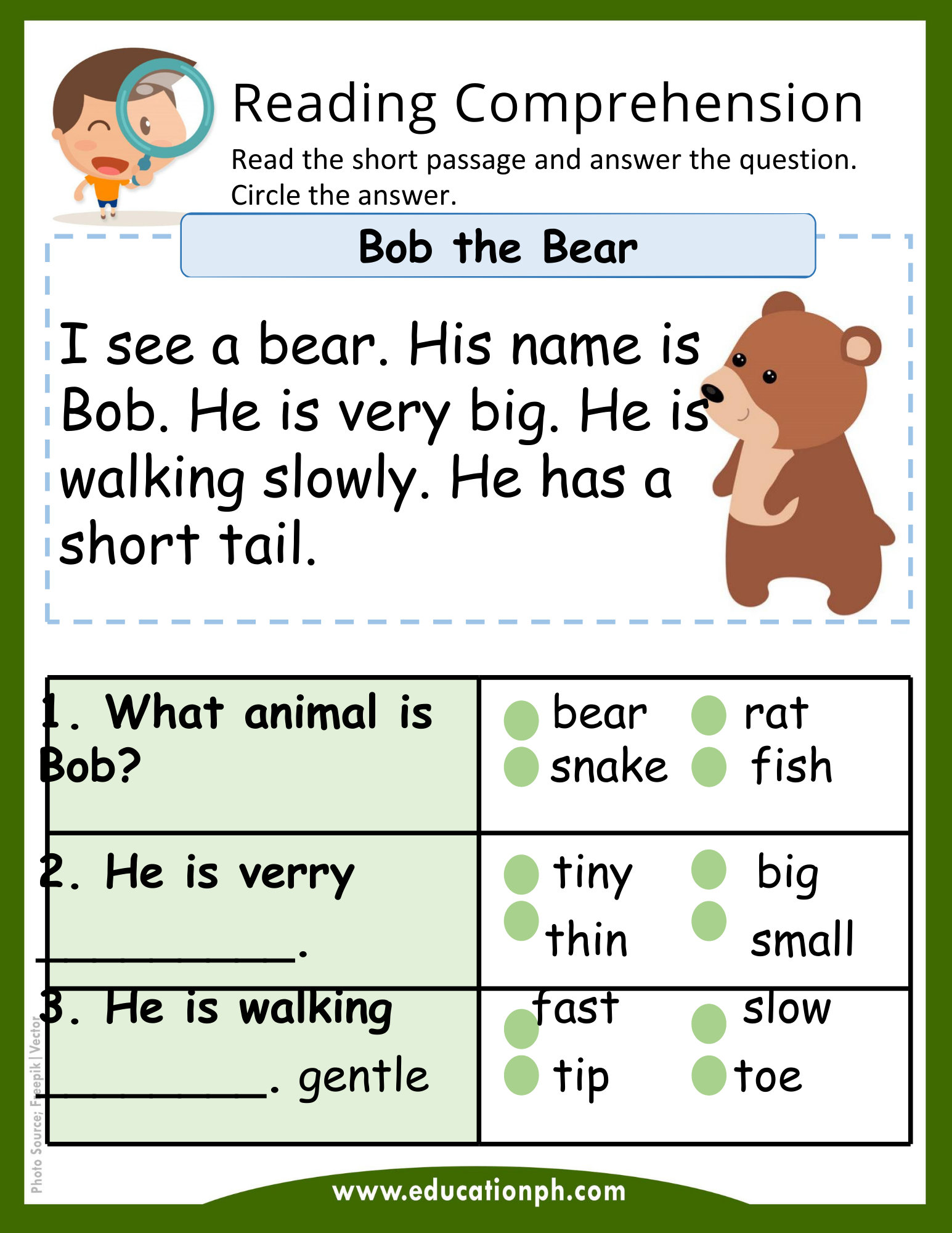Reading Comprehension Worksheets for Ages 4-6 - Etsy