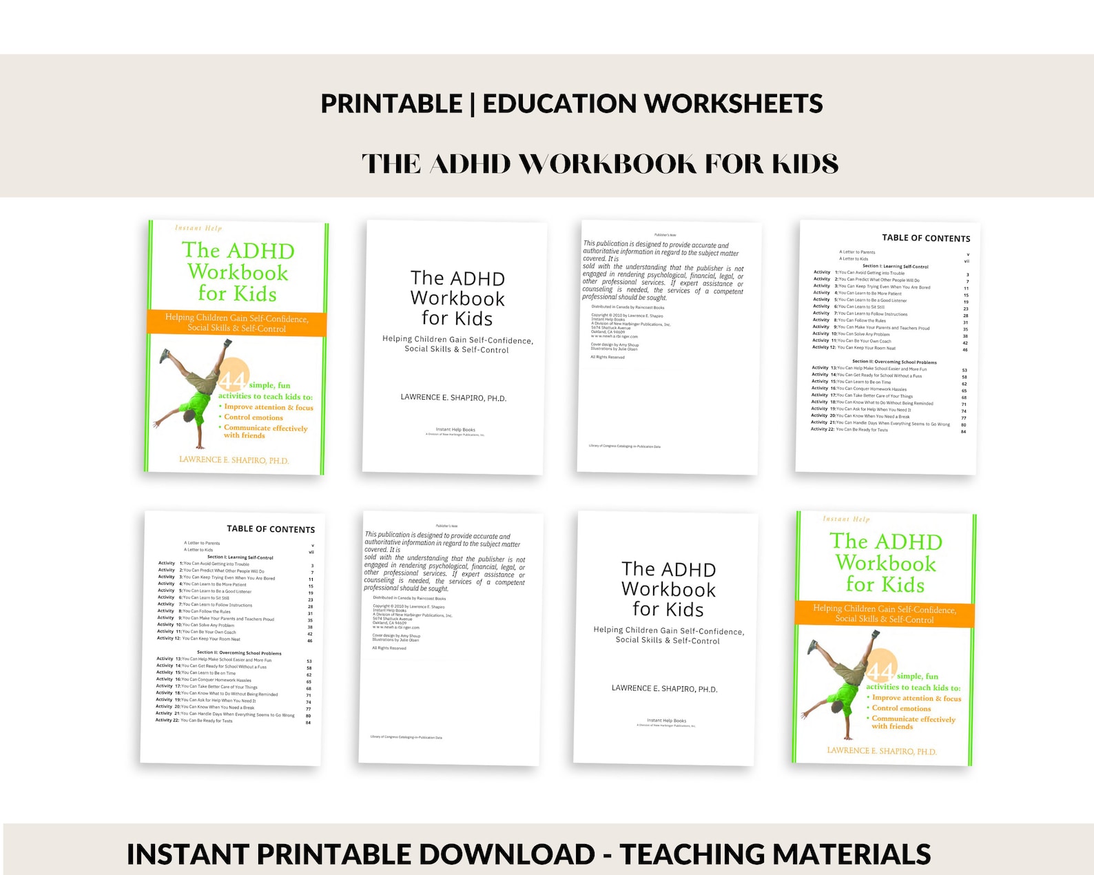 ADHD Kids Worksheets, Focus, Social Skills & Self Control Activities ...