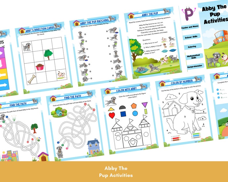 Abby the Pup Activity Book: Preschool Puzzles, Mazes, Scissor Skills - Etsy