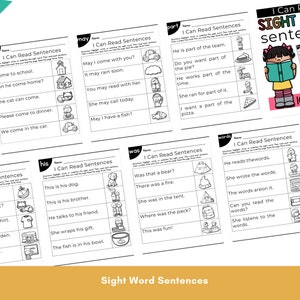 Sight Word Sentences Worksheets: Learn to Read, Kindergarten-1st Grade ...
