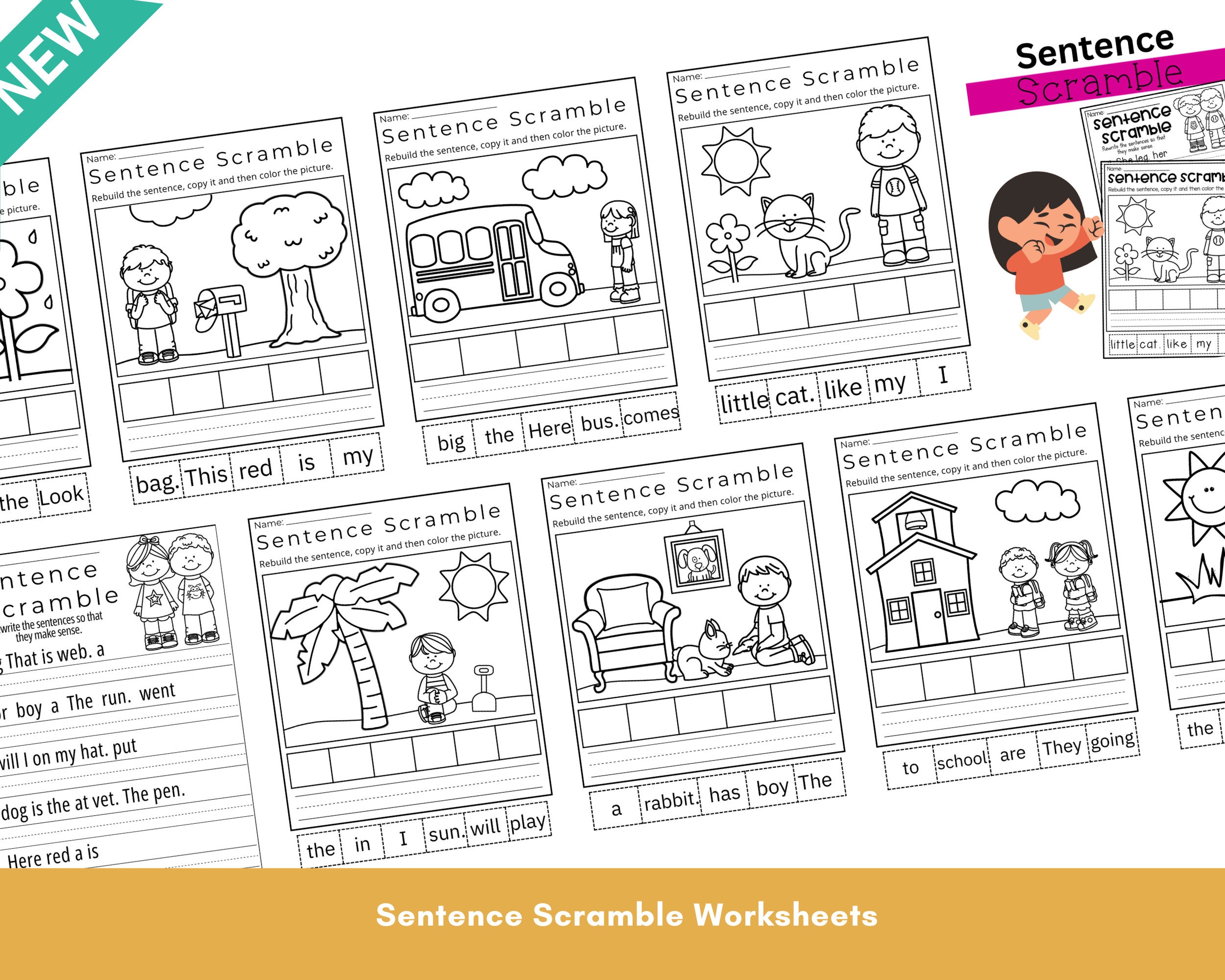 Unscramble Words, Sentence Writing Worksheets, ELA/ESL Material ...
