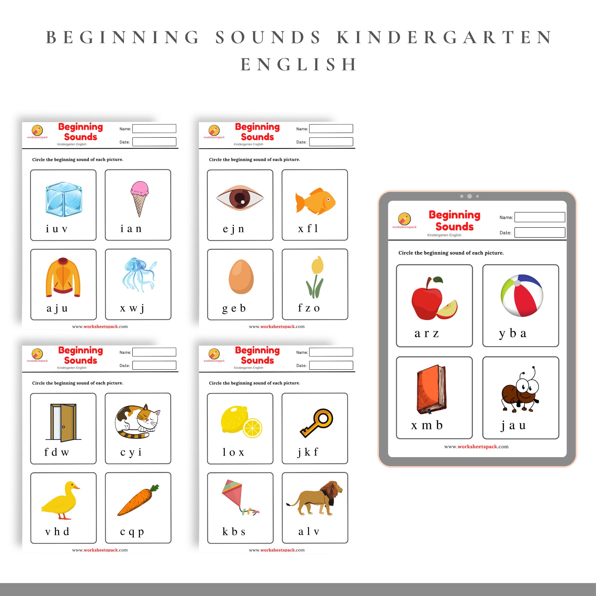 Beginning Sounds Worksheets, Alphabet Letter Sounds Worksheet, Learn to ...
