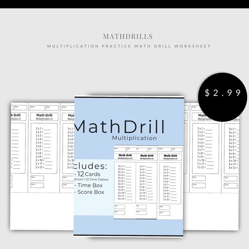 Math Multiplication Tables Practice Sheet, Mathematics Drills ...