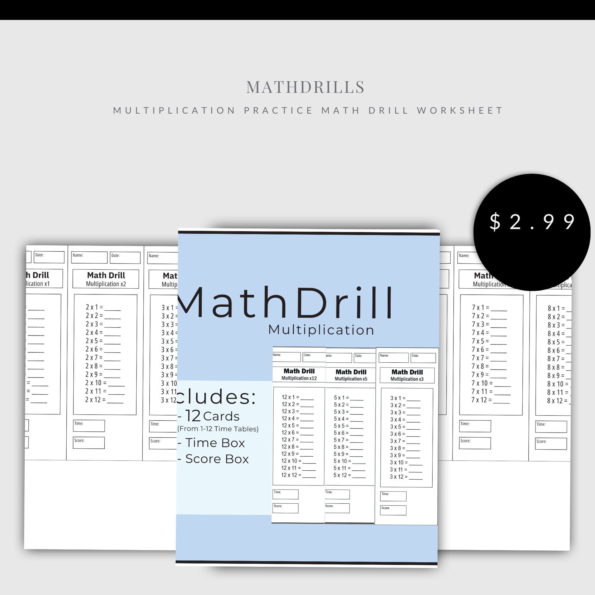 Math Multiplication Drills Worksheet: Educational Activity (PDF) - Etsy