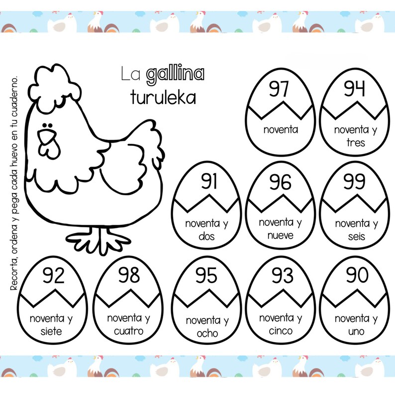 Hen Counting 1-100 Worksheet: Preschool Math Activity (digital Download ...