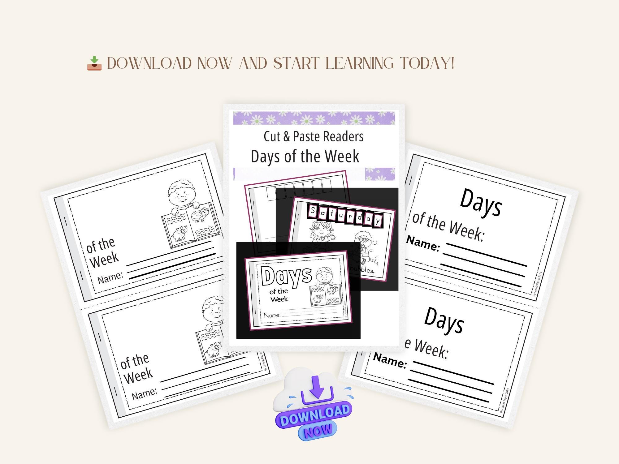 Days of the Week Activity: Cut and Paste Learning (printable) - Etsy
