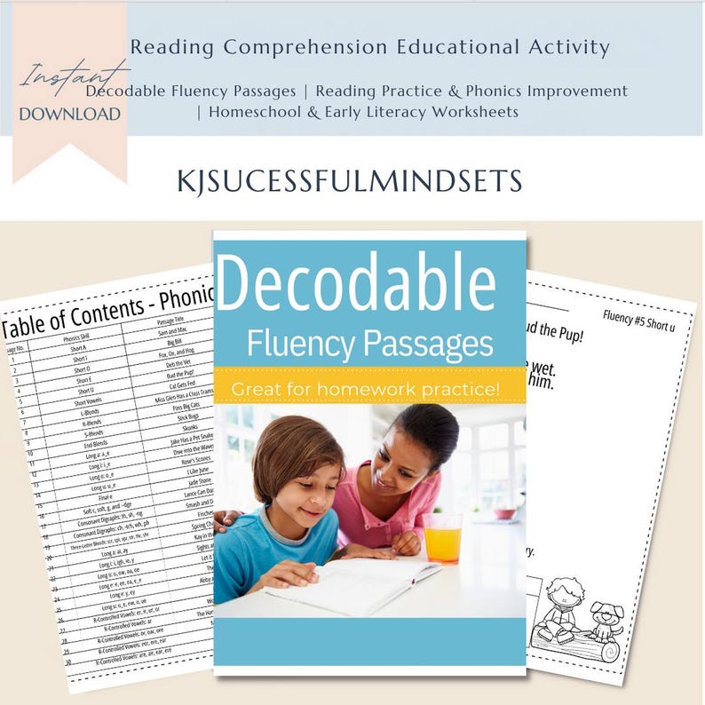 Decodable Phonics Fluency Passages: Early Literacy Reading Practice - Etsy