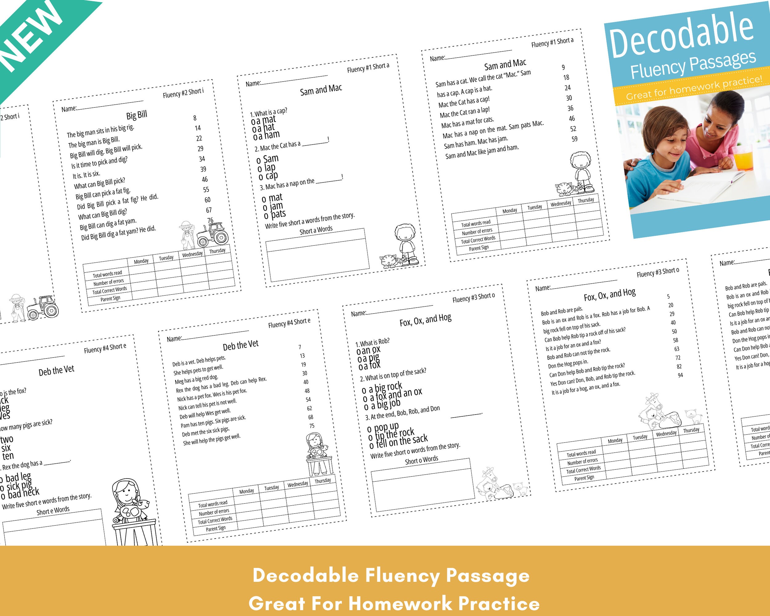 Decodable Fluency Passages, Home Schooling,reading Practice, Early ...