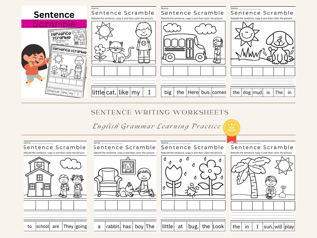 Unscramble Words, Sentence Writing Worksheets, ELA/ESL Material ...