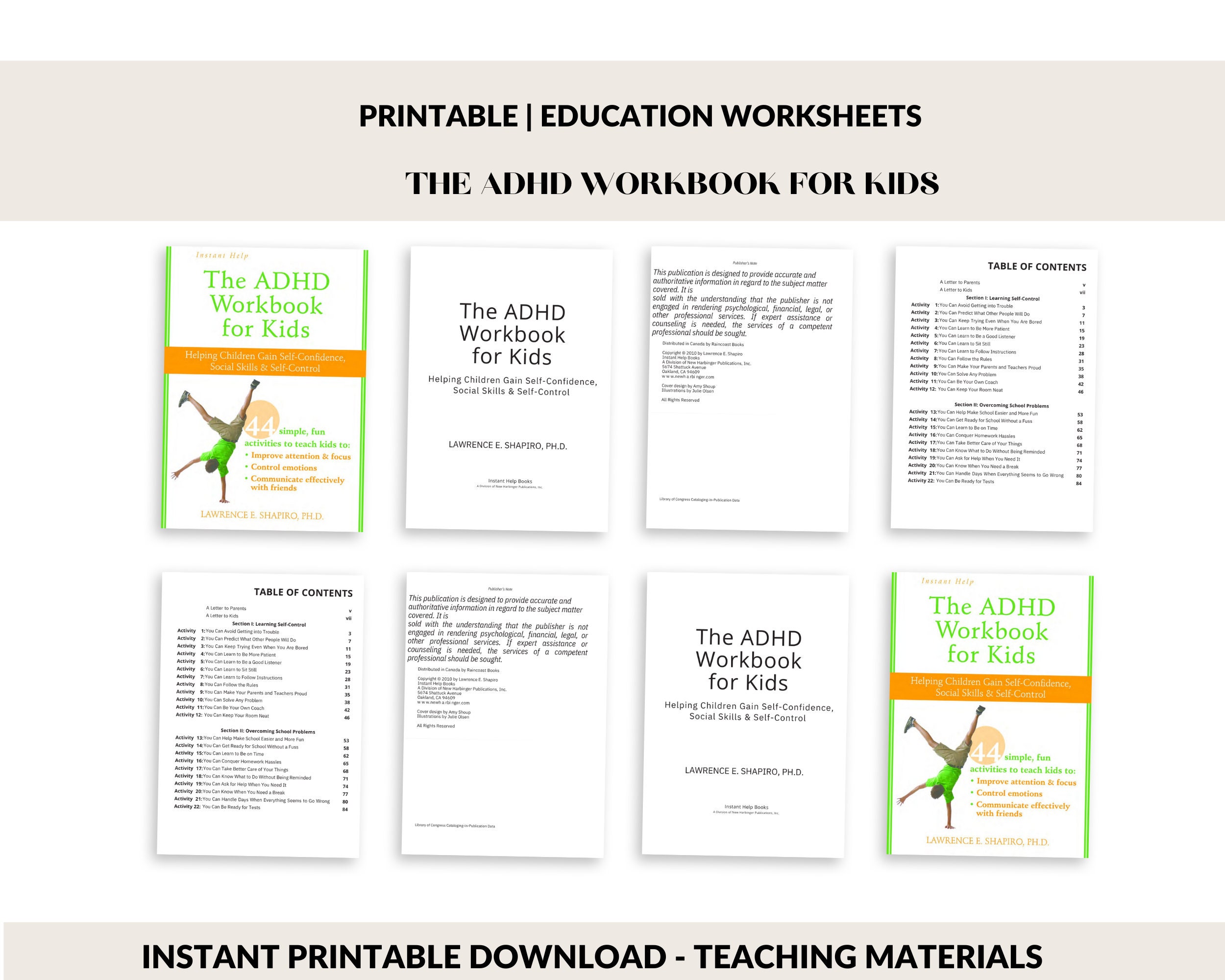 ADHD Kids Worksheets, Focus, Social Skills & Self Control Activities ...