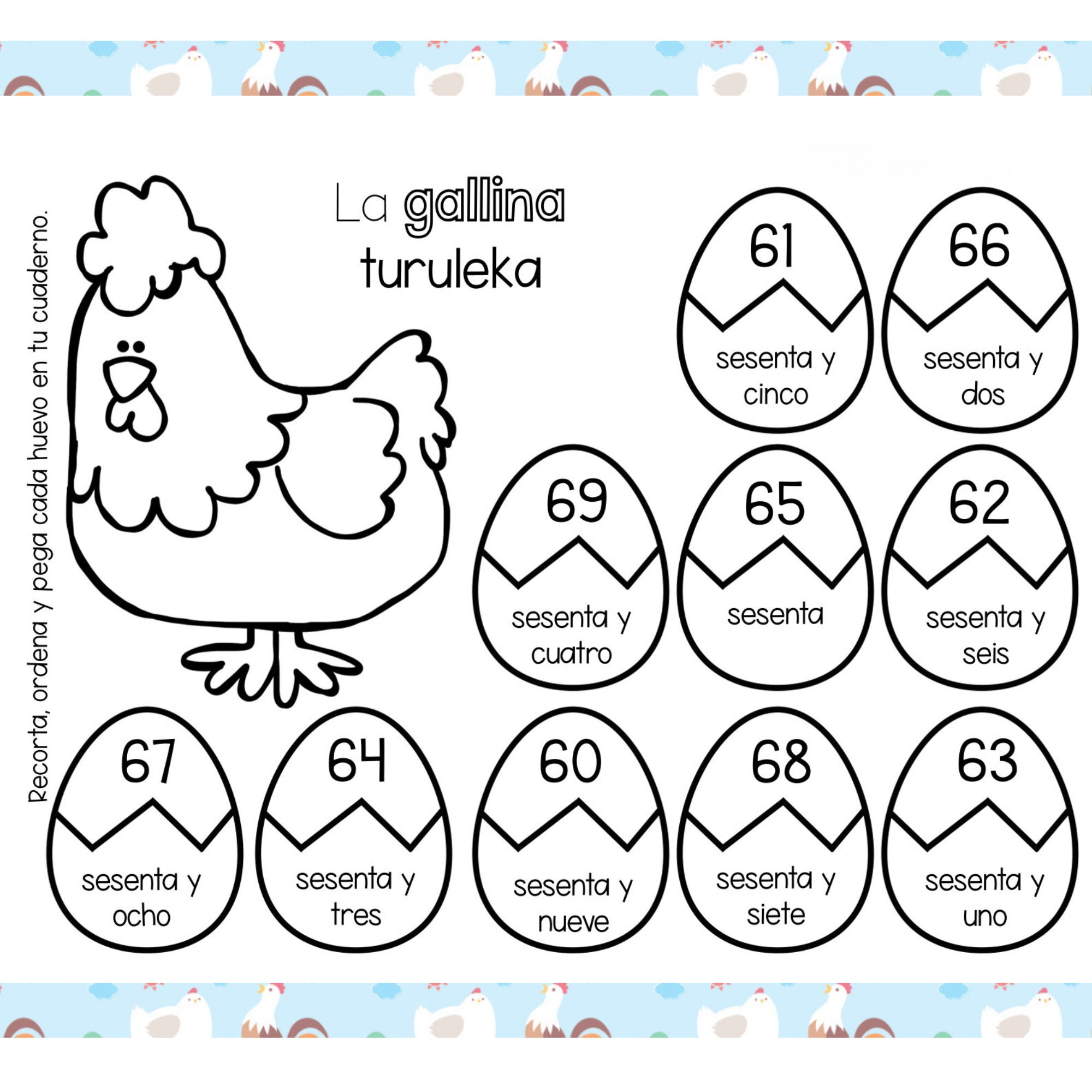 Hen Counting 1-100 Worksheet: Preschool Math Activity (digital Download ...