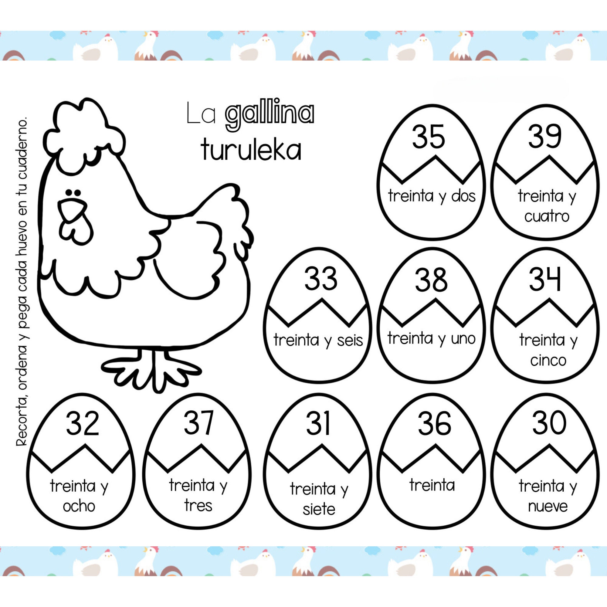 Hen Counting 1-100 Worksheet: Preschool Math Activity (digital Download ...