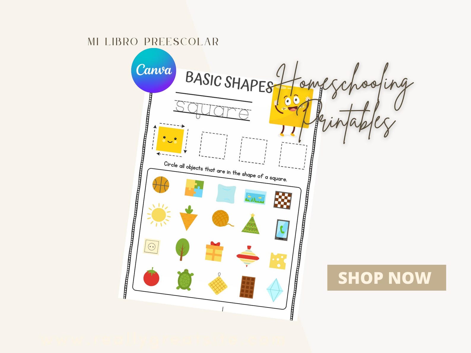 Basic Shapes Tracing Worksheets: Pre-k Learning (printable) - Etsy