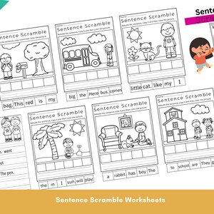 Unscramble Words, Sentence Writing Worksheets, ELA/ESL Material ...