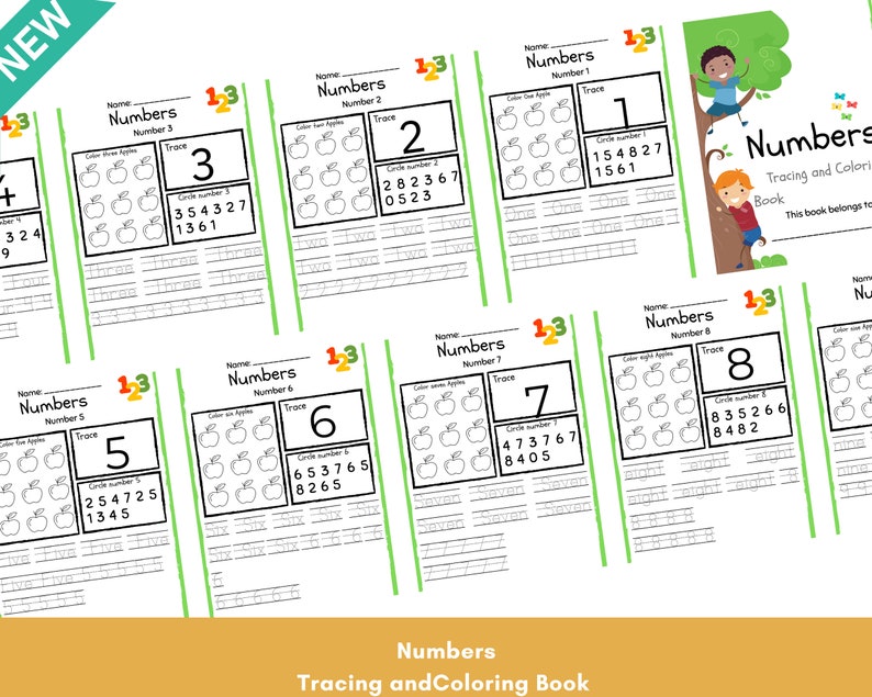 Trazar números del 1 al 10, hojas de trabajo de matemáticas para jardín ...