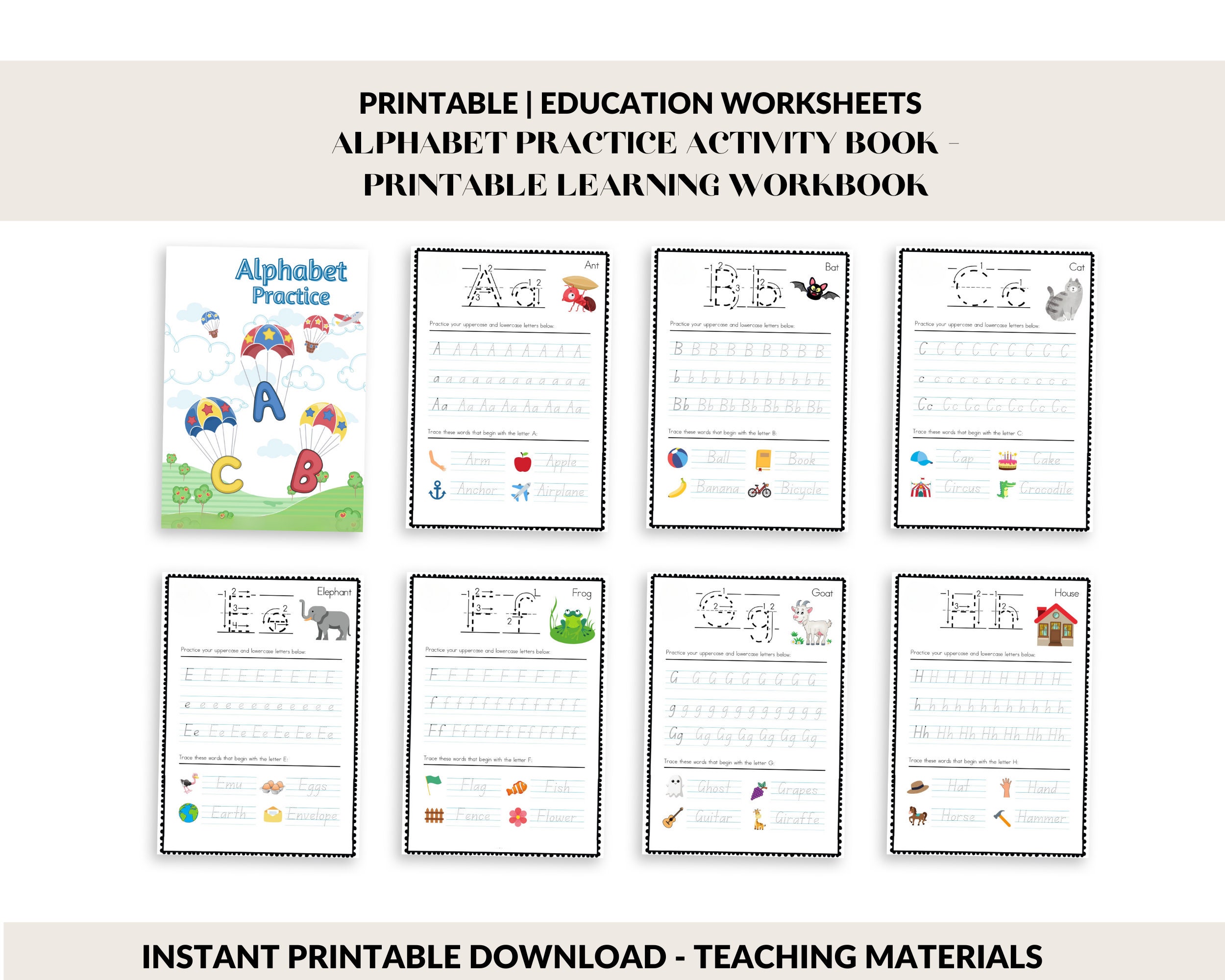 28 Printable Alphabet Letters Worksheets A-Z, Preschool, Kindergarten ...