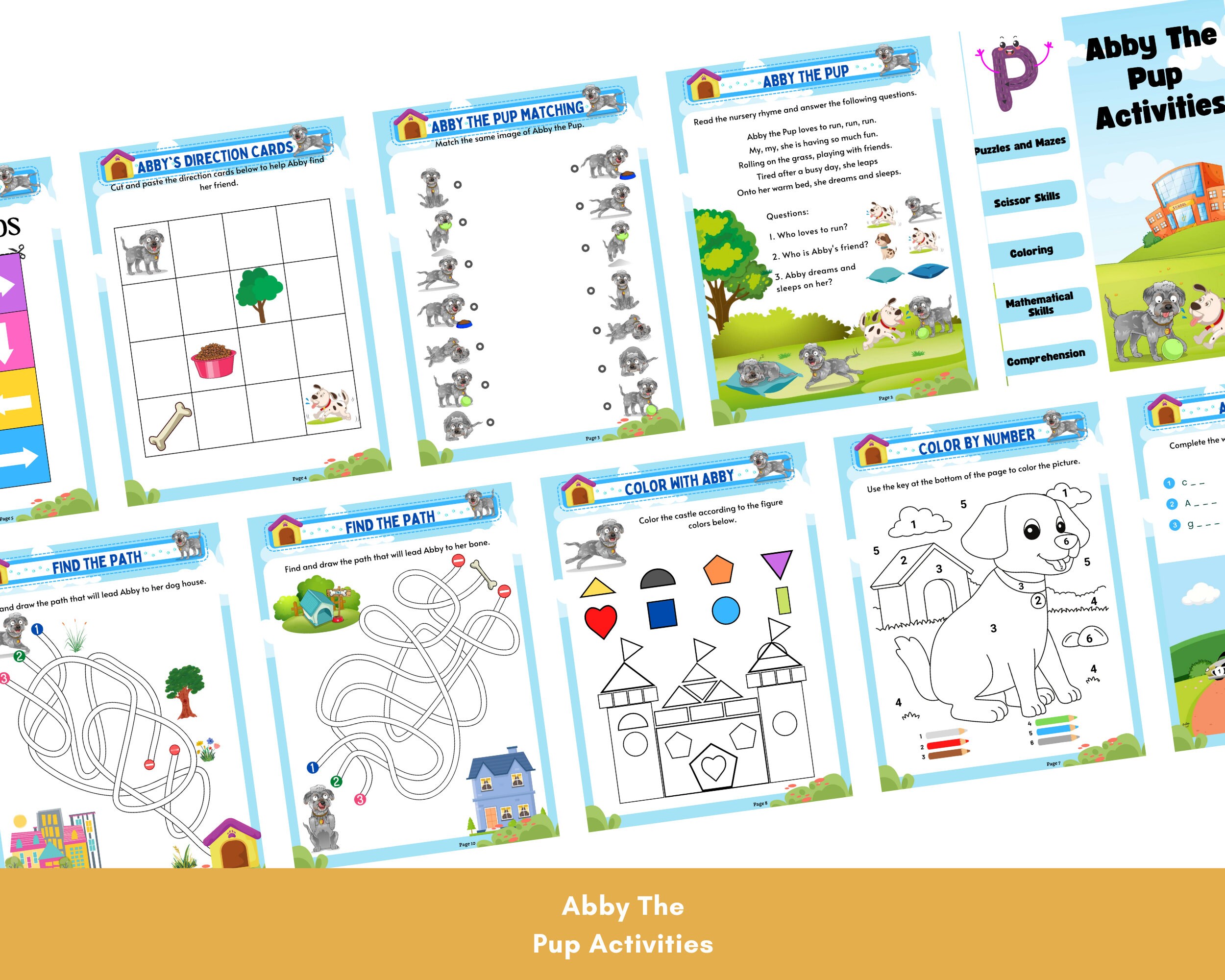 Abby the Pup Activity Book: Preschool Puzzles, Mazes, Scissor Skills - Etsy