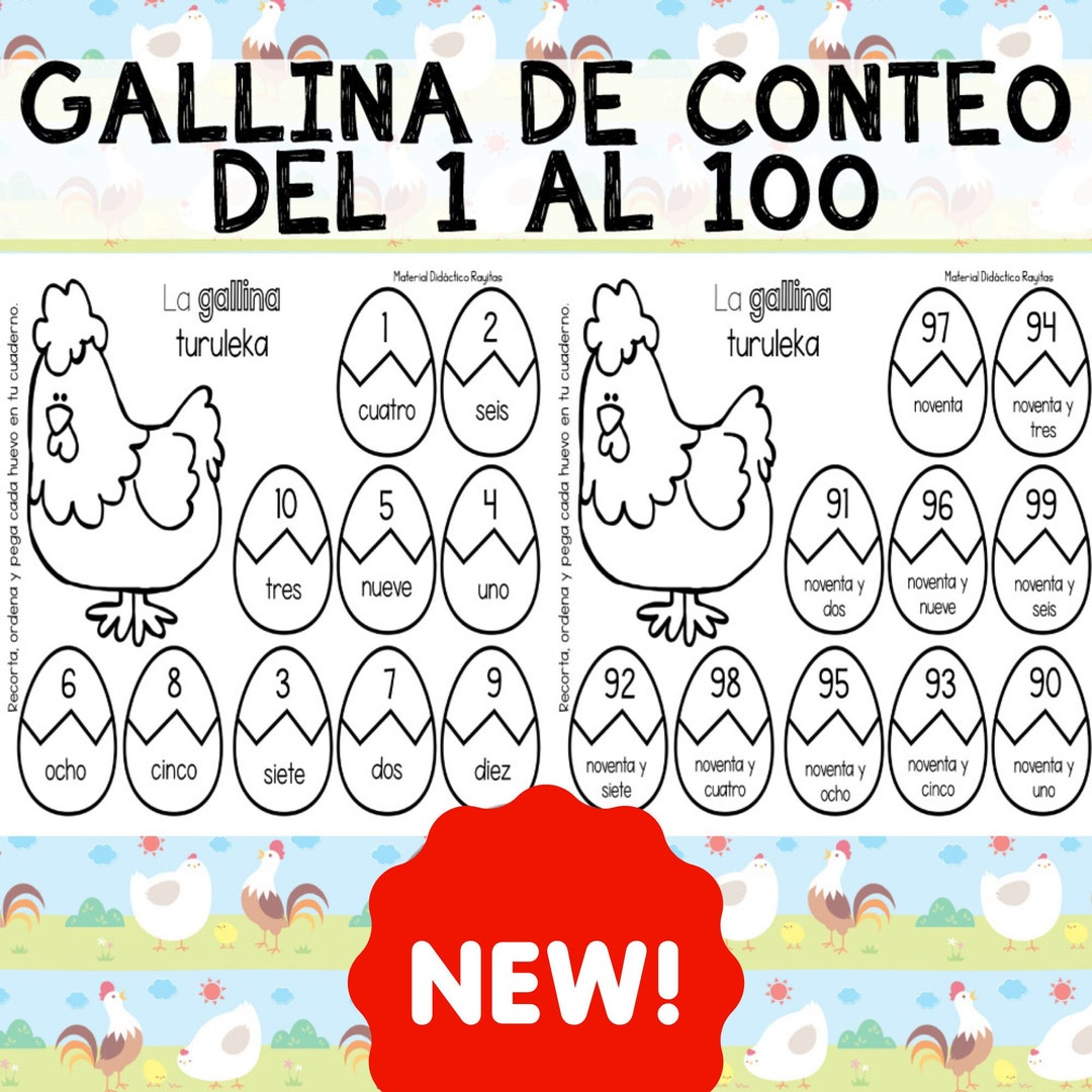 Hen Counting 1-100 Worksheet: Preschool Math Activity (digital Download ...