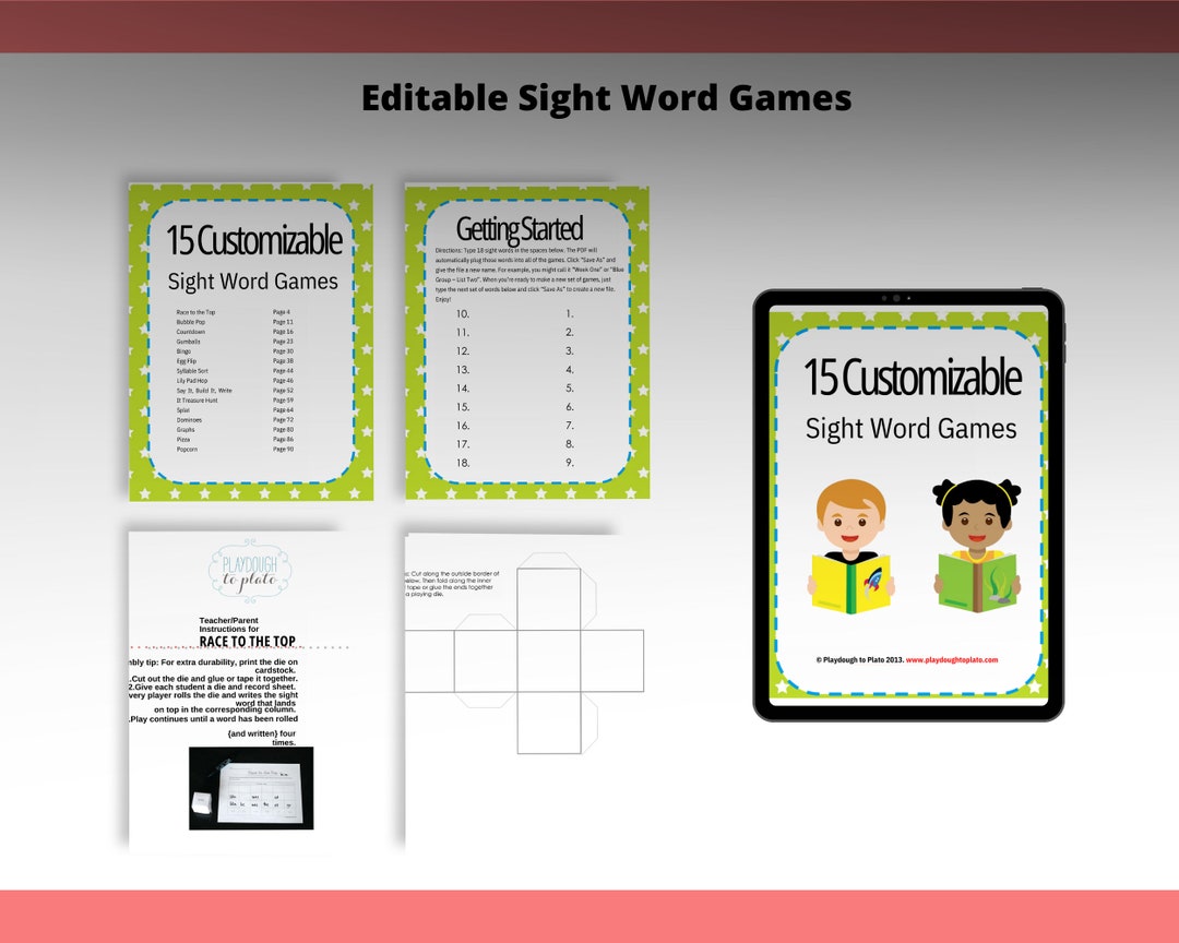 15 Customizable Sight Word Games - Etsy