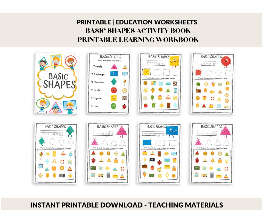 Basic Shapes Matching Tracing Worksheets, Prek Workbook, Early ...