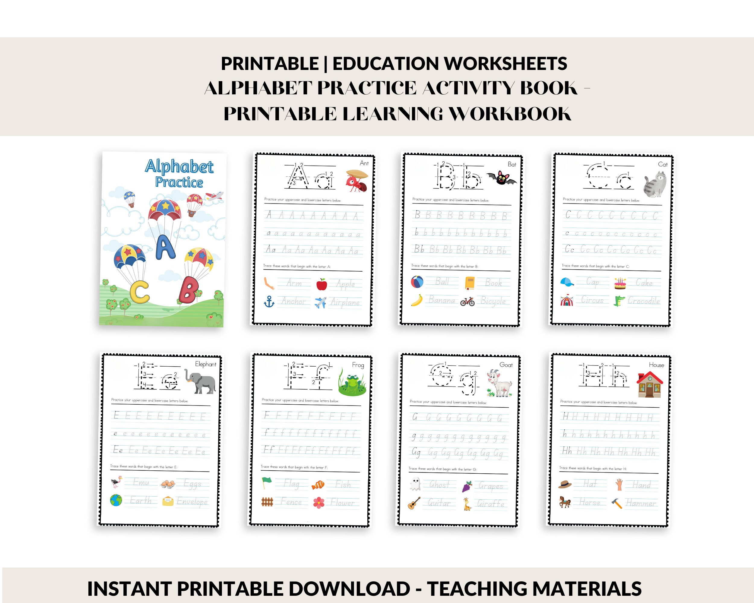 28 Printable Alphabet Letters Worksheets A-Z, Preschool, Kindergarten ...