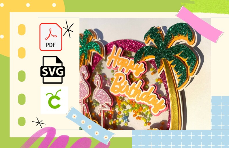 Tropical Birthday Theme Layered Cake Topper 3D Cake Topper SVG Digital ...