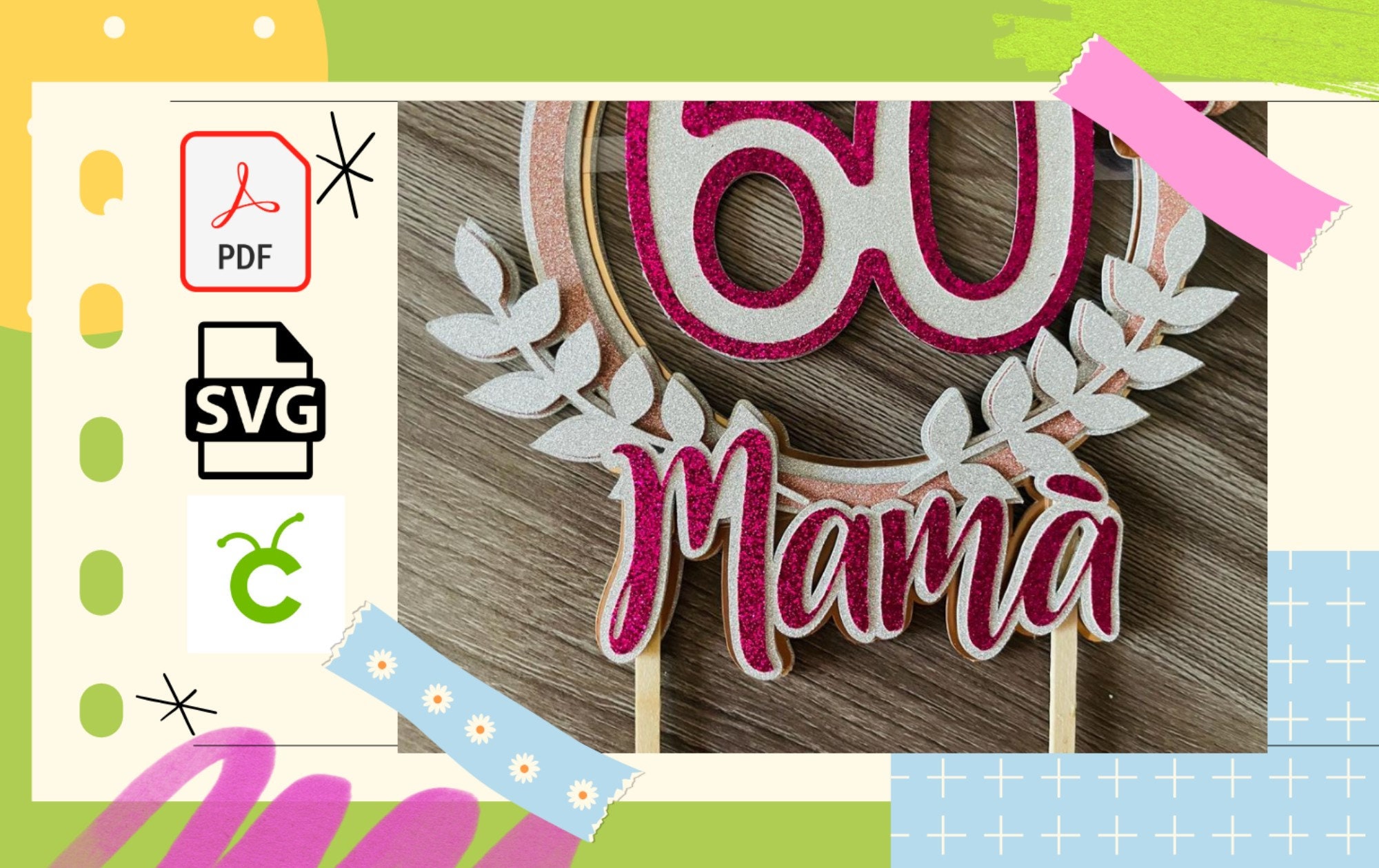 Feliz Cumpleaños/ Feliz Cumpleanos mamá / Tema Pastel en capas Topper ...